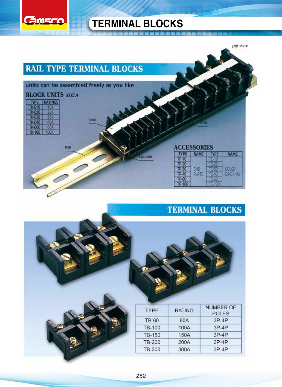 Camsco | Terminal Blocks, Rail Type Terminal Blocks